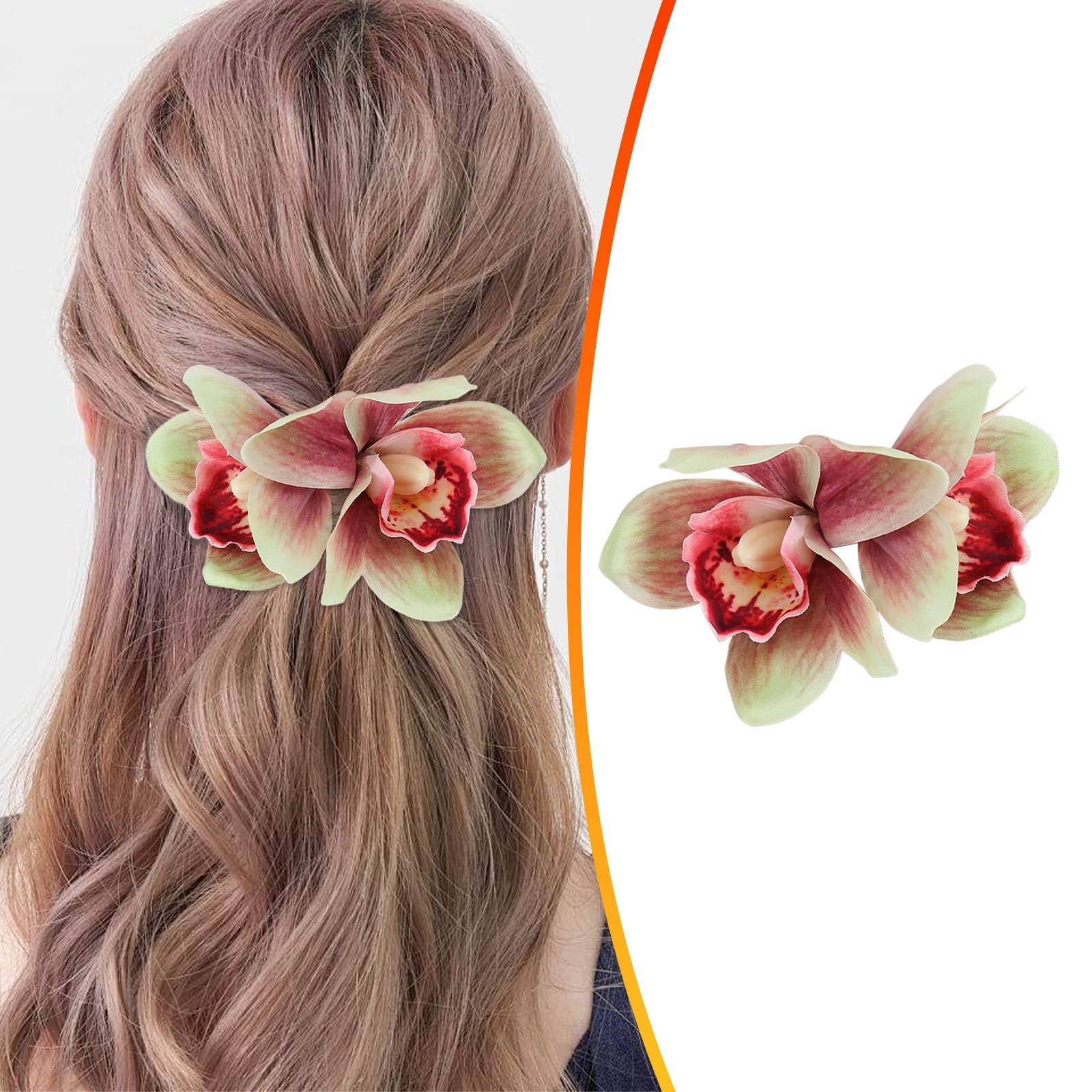 2 Pack Hair Flowers Women’S Floral Orchid & Flower Hair Clips ...