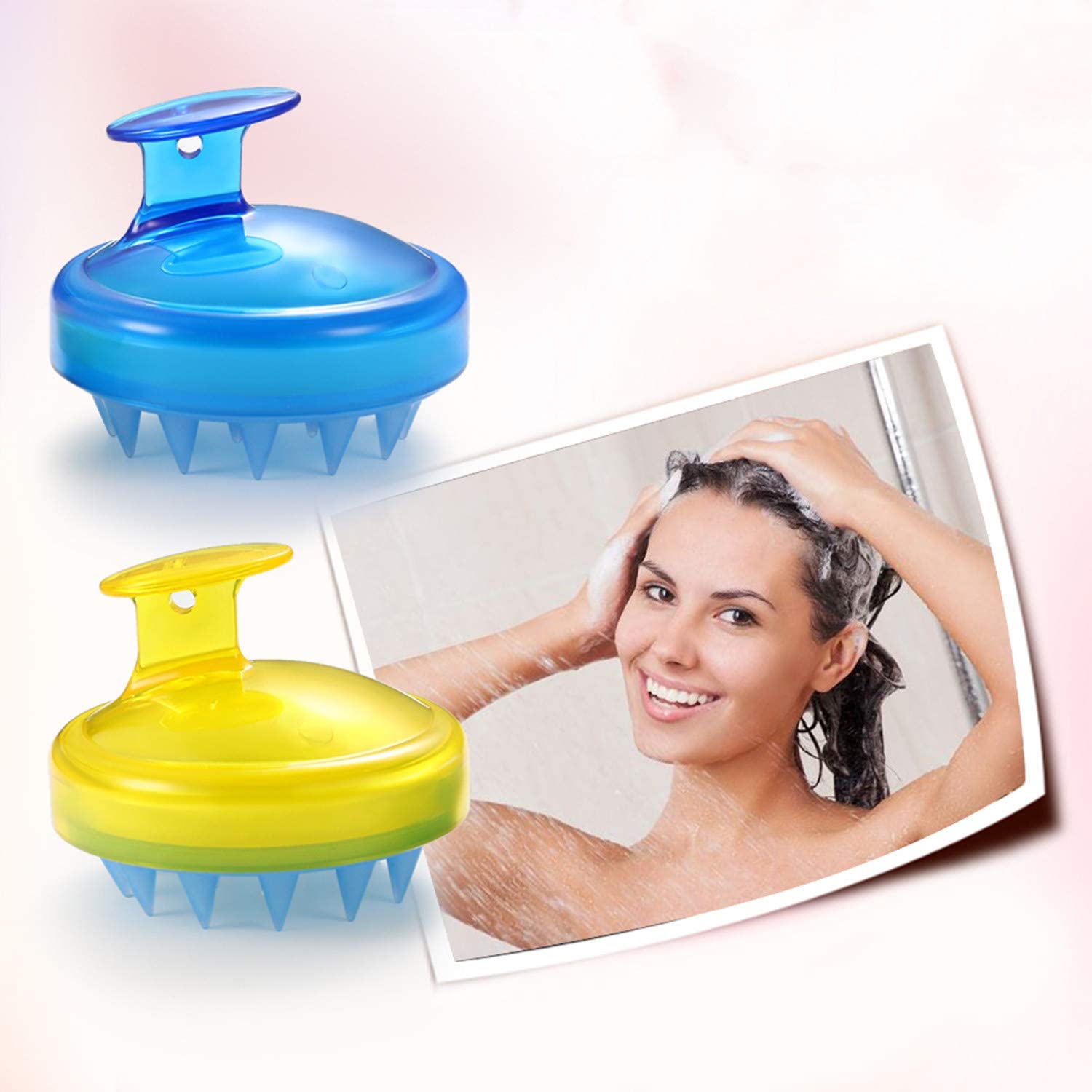2 Pack Hair Scalp Massager Soft Silicone Bristle Shampoo Brush Head ...