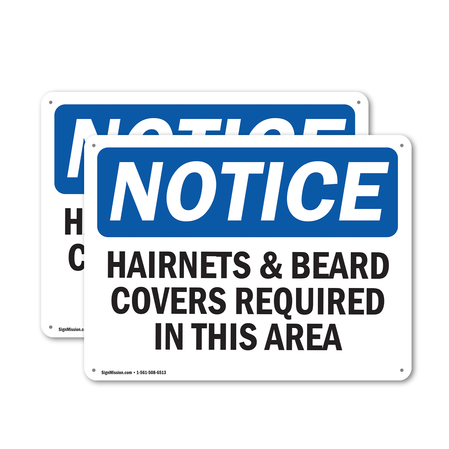 (2 Pack) Hairnets Beard Covers Required In This Area OSHA Notice Sign ...