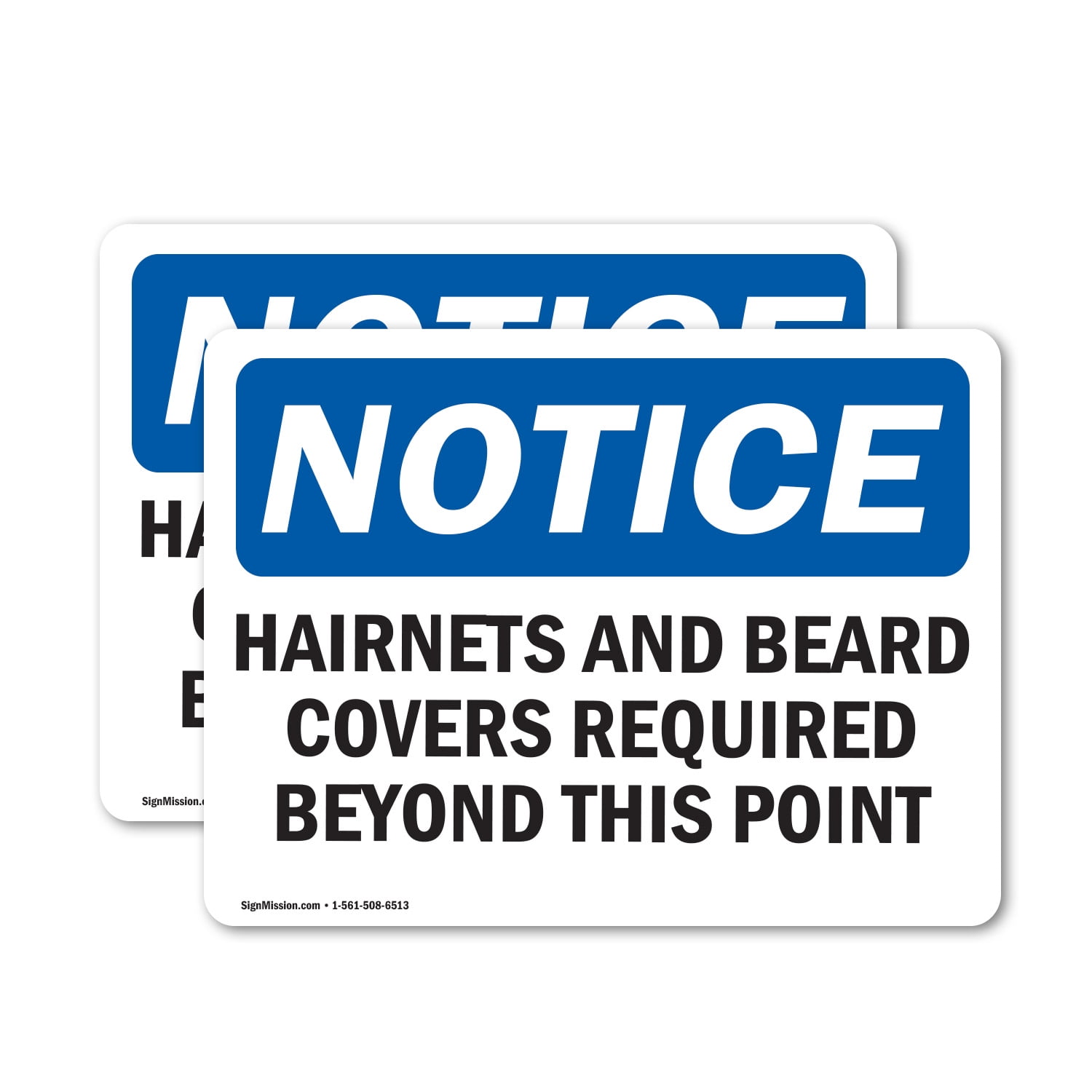 (2 Pack) Hairnets And Beard Covers Required Beyond OSHA Notice Sign 14 ...