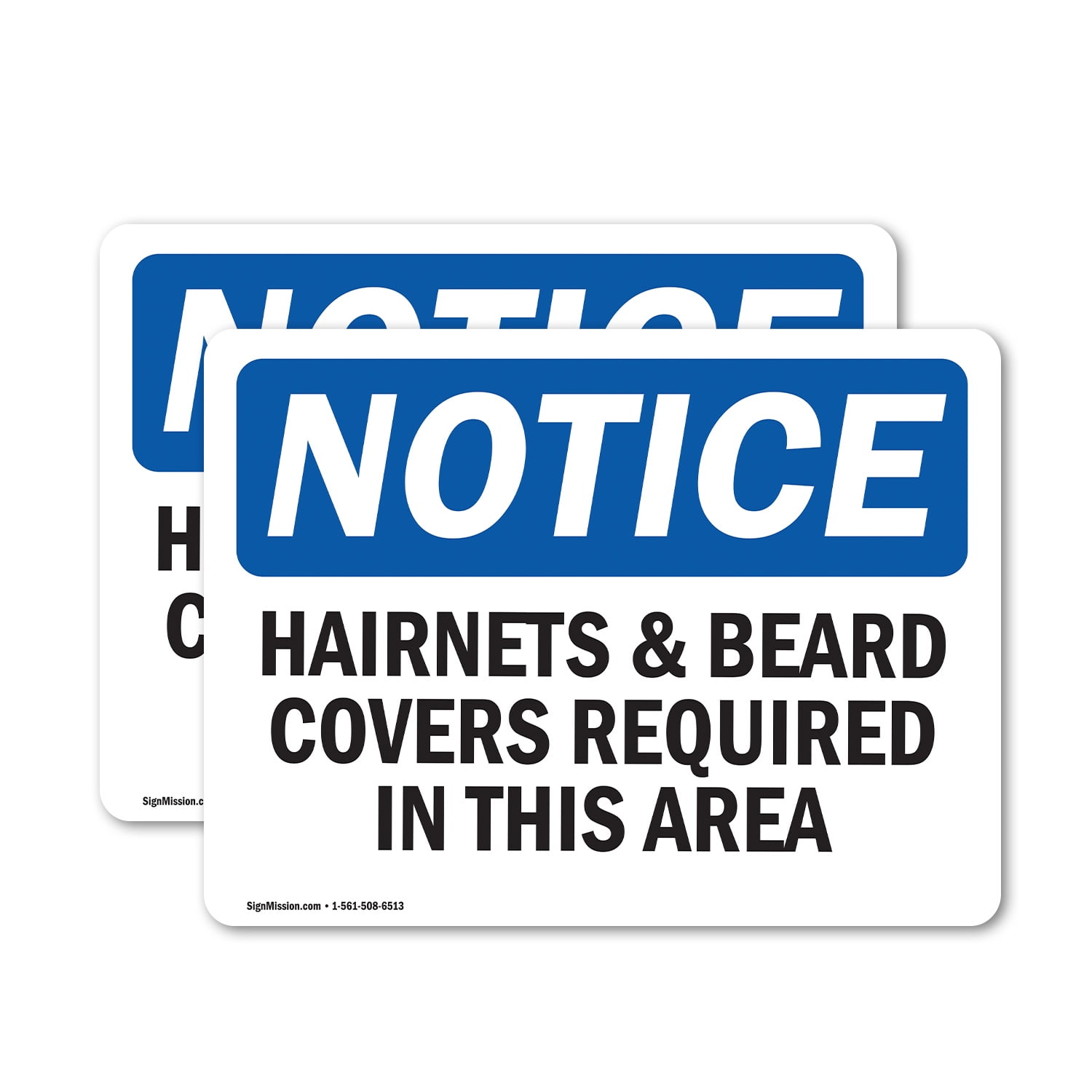 (2 Pack) Hairnets Beard Covers Required In This Area OSHA Notice Sign ...