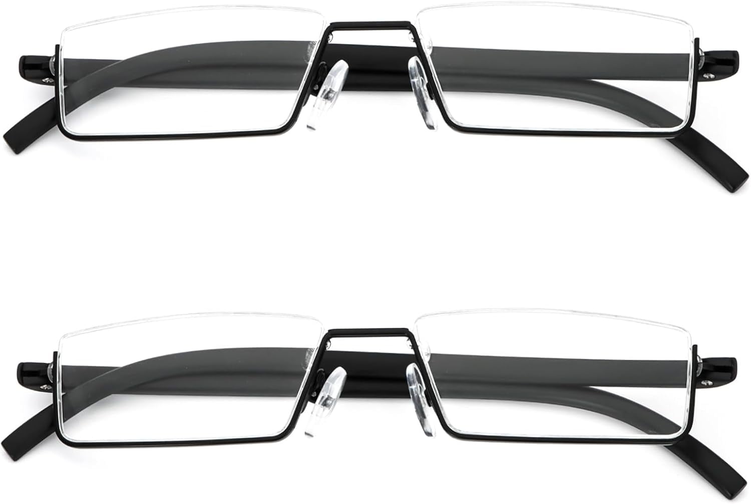 2 Pack Half Frame Reading Glasses for Men Women, Half Lens Slim Metal ...