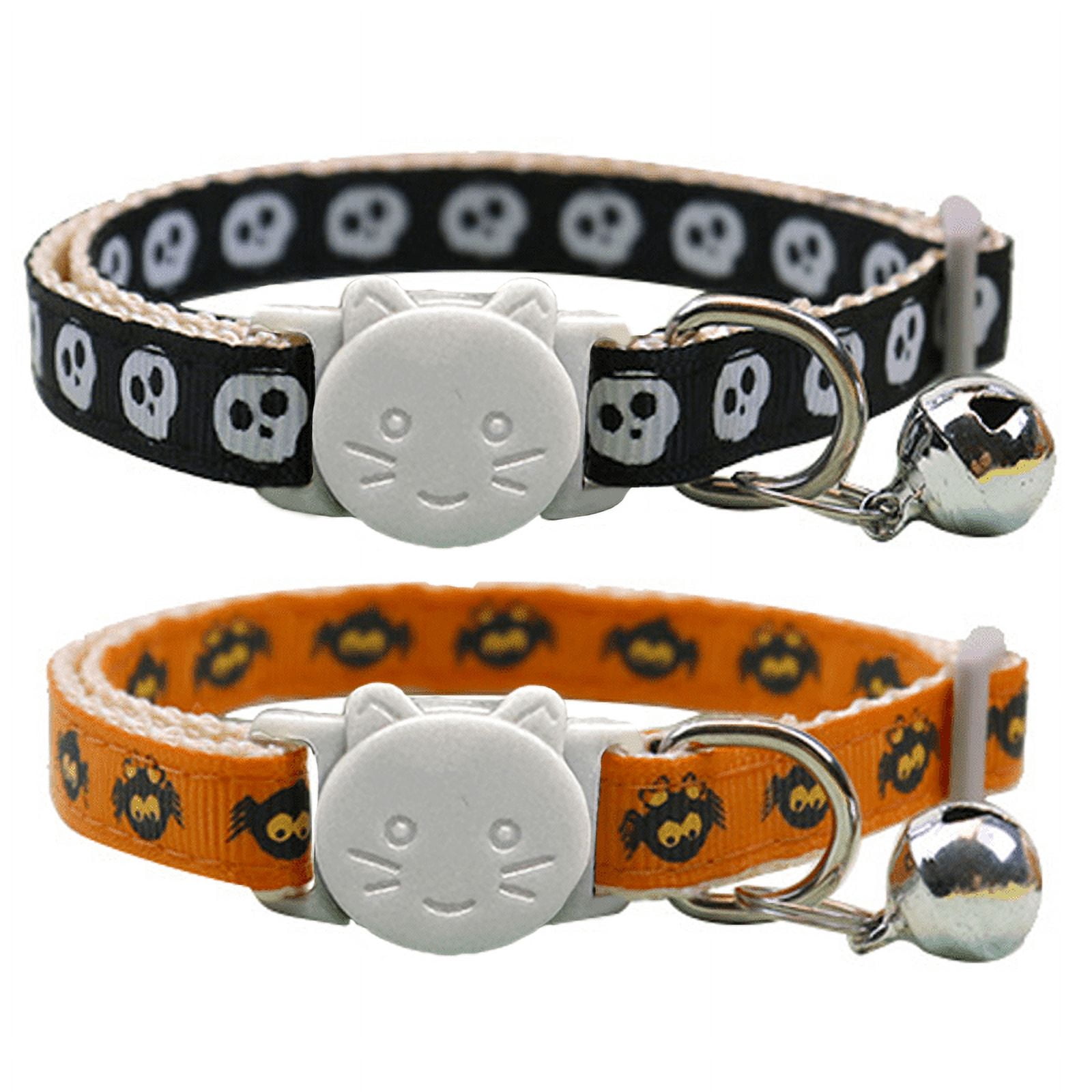 2 Pack Halloween Cat Collars Breakaway with Bell,Adjustable Cat Collars ...