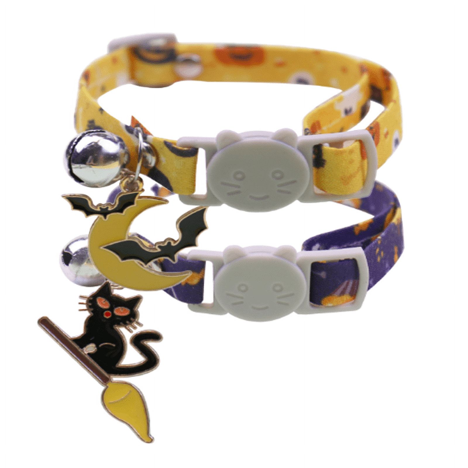 2 Pack Halloween Cat Collars Breakaway with Pendant and Bell,Adjustable ...
