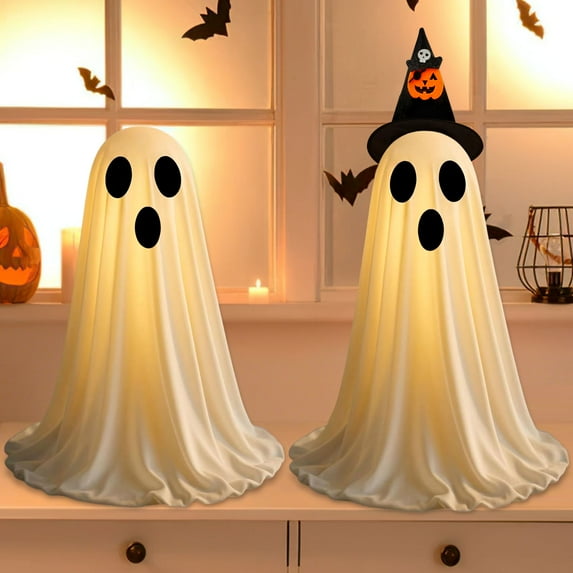 2 Pack Halloween Decorations, Light Up Ghosts Decorations with Witch ...