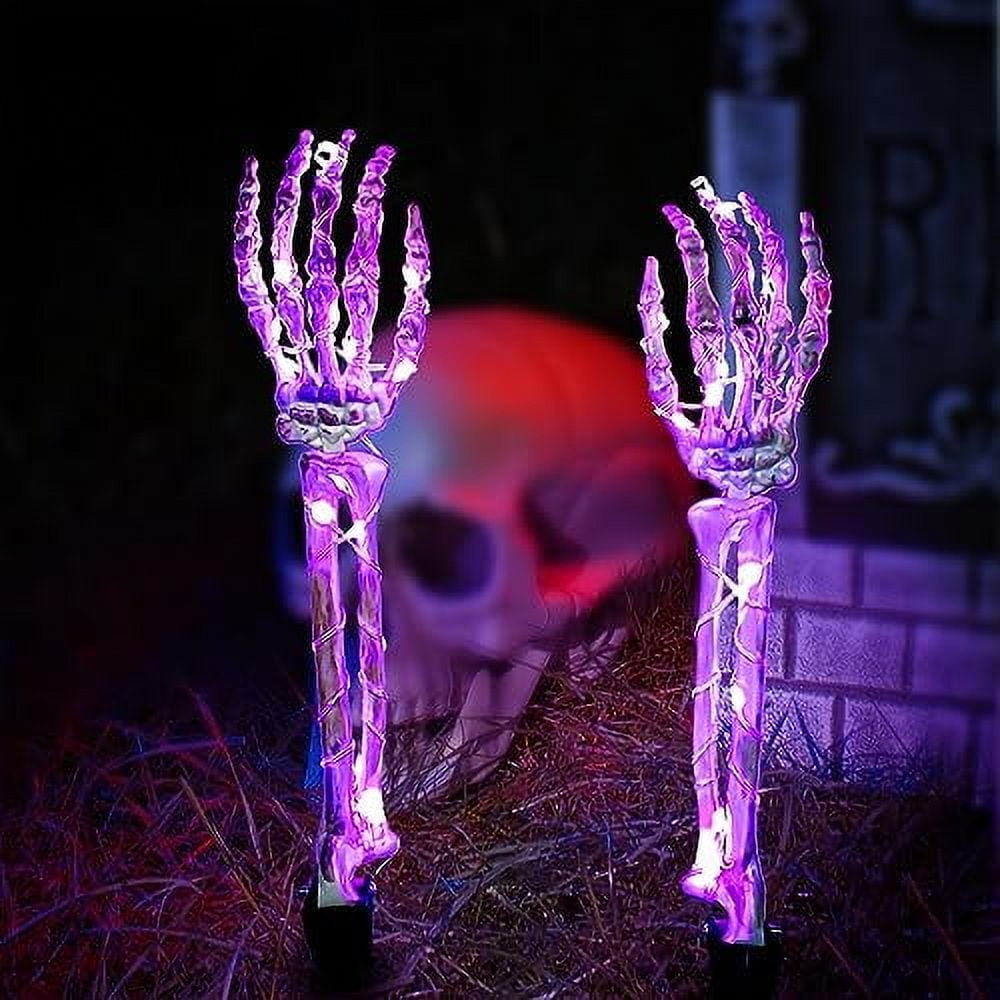 2 Pack Halloween Decorations Skeleton Lights,8 Modes Halloween Garden ...