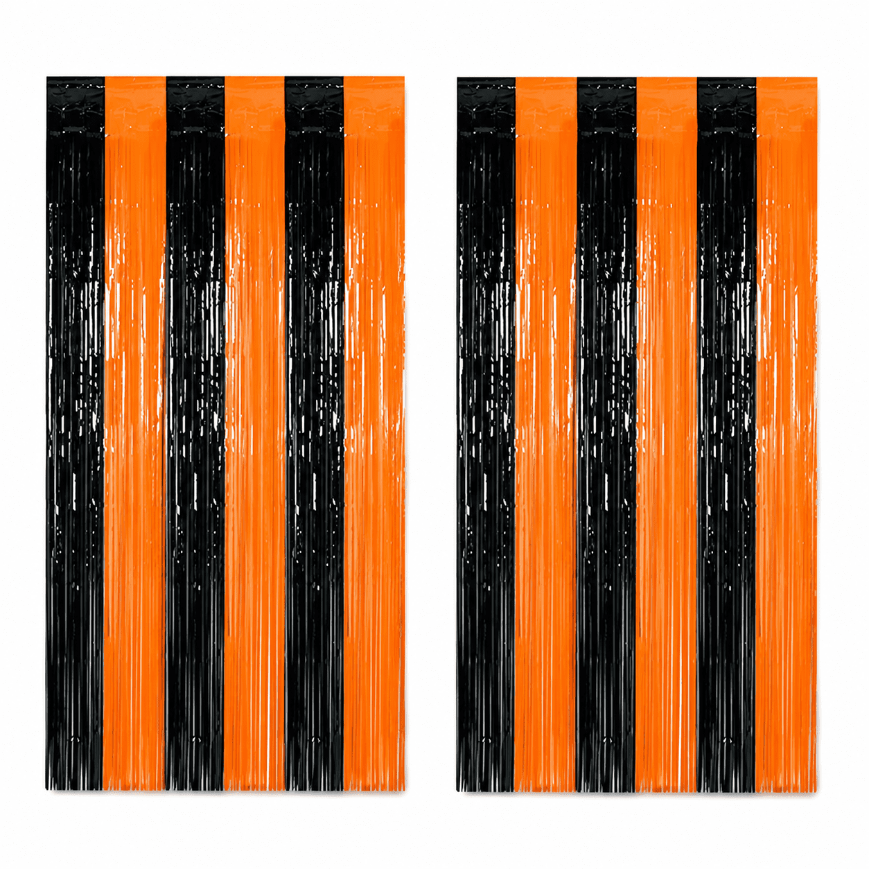 2 Pack Halloween Foil Fringe Curtain 39.37 x 78.74 in, Orange Black ...