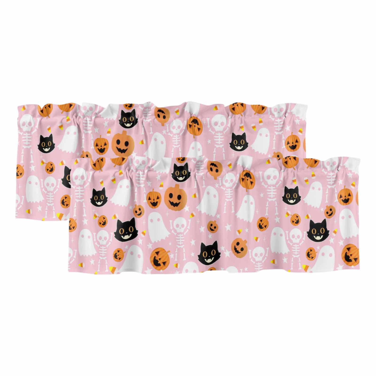 2 Pack Halloween Pink Valances for Windows Bedroom Living Room Window ...