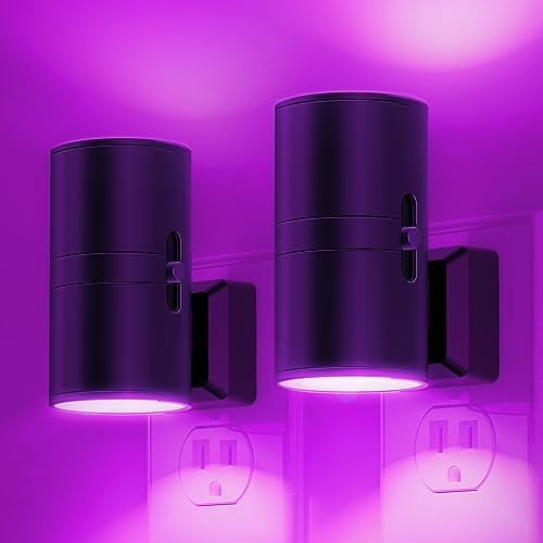 [2 Pack] Halloween Purple Night Light, Light Plug in with Sensor ...
