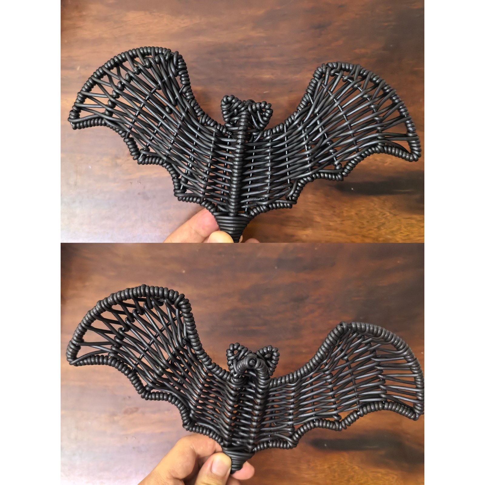 2 Pack Halloween Rattan Bat Decorations Black Woven Bats for Hanging in ...
