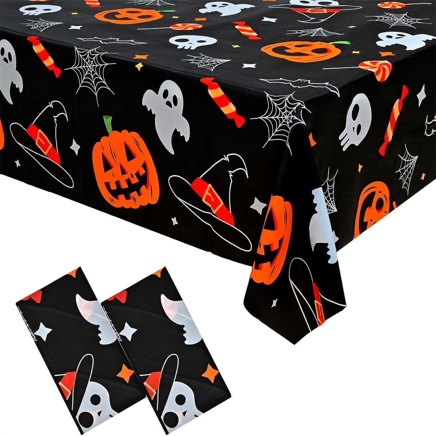 2 Pack Halloween Tablecloth D rations, Black Background Printed with ...