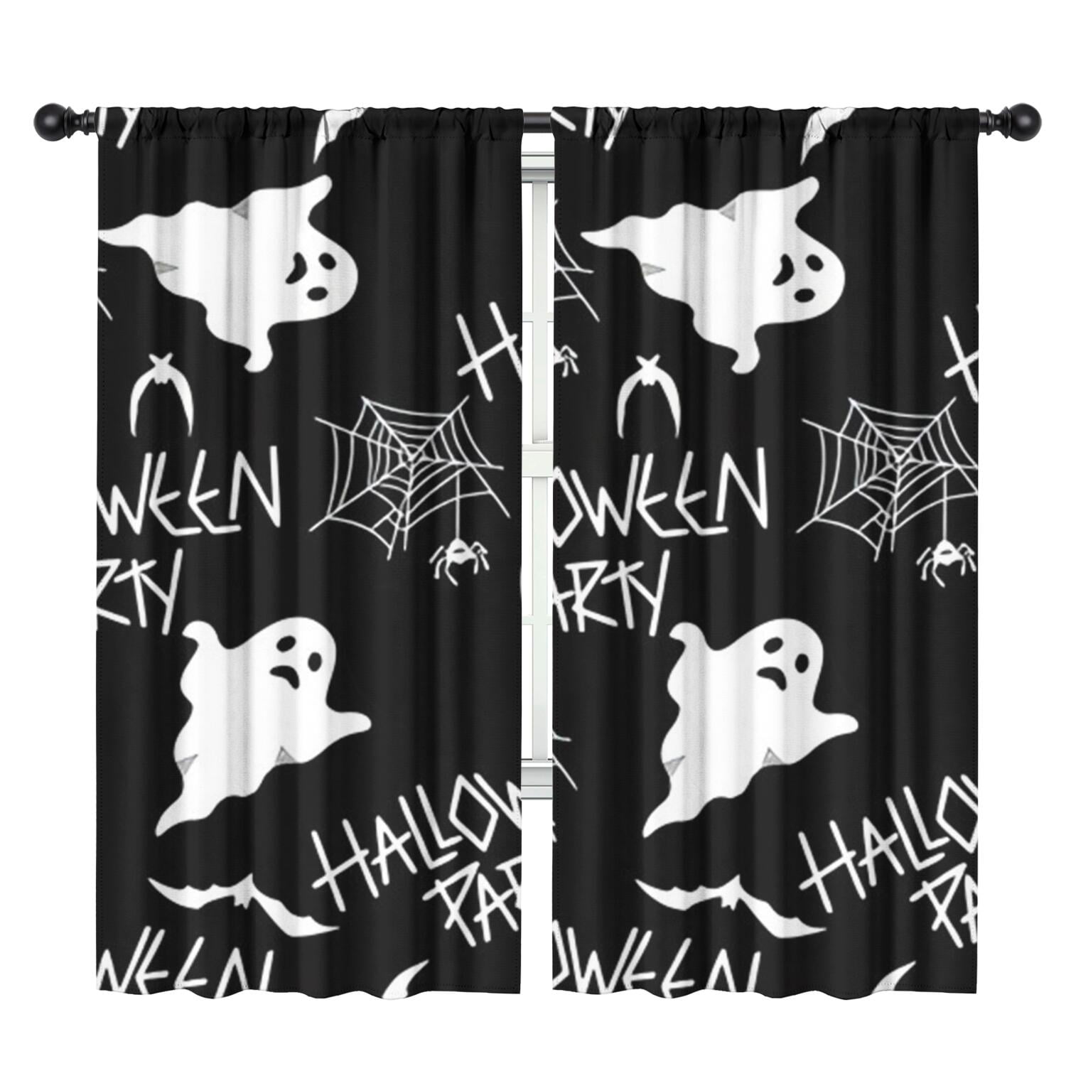 2 Pack Halloween Window Treatment Panels with Scary Horror Ghost and ...