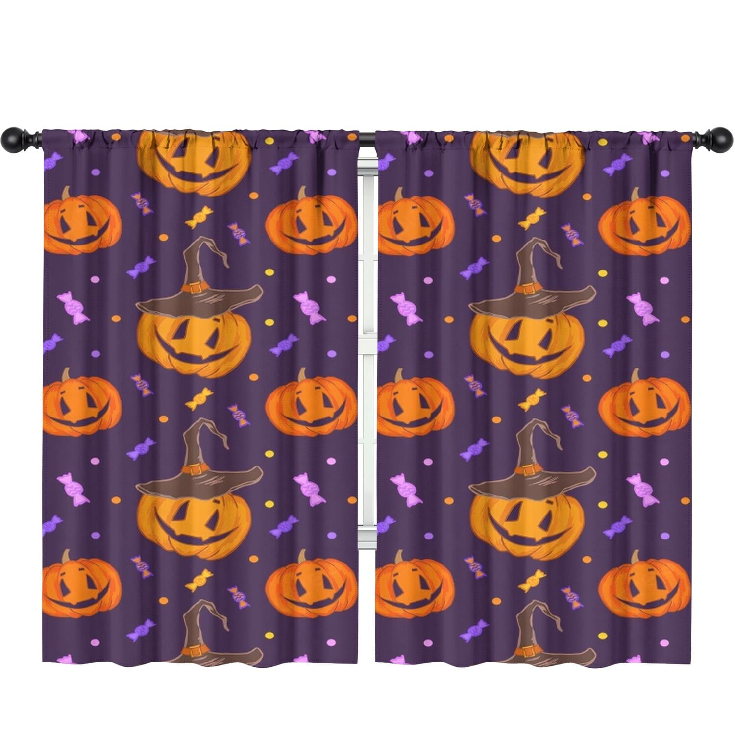 2 Pack Halloween Window Treatment Panels with Scary Horror Ghost and ...