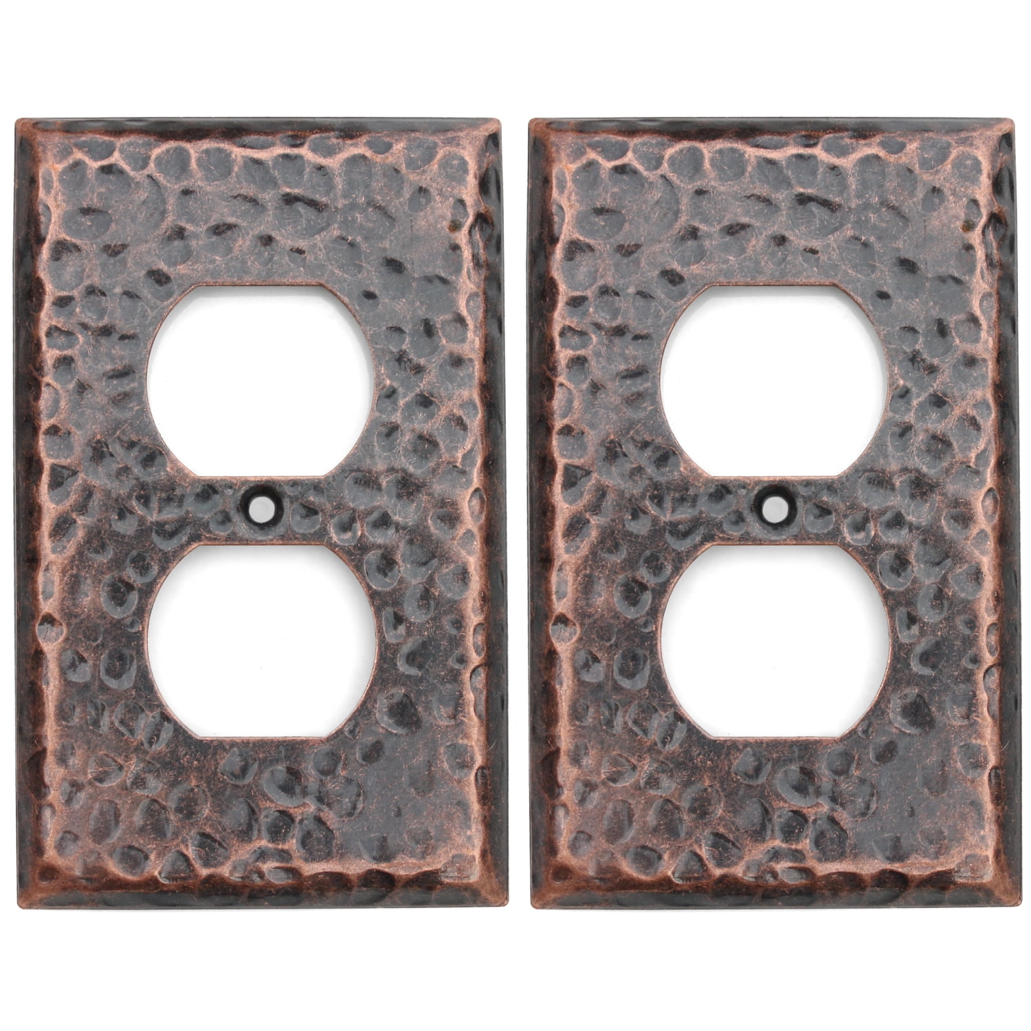 [2 Pack] Hammered Copper 1-Gang Duplex Receptacle Outlet Switch Cover ...