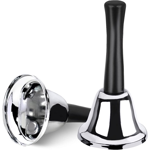 2 Pack Hand Bell, Silver Steel Bell, Ringing Bell with Handle, Dinner ...