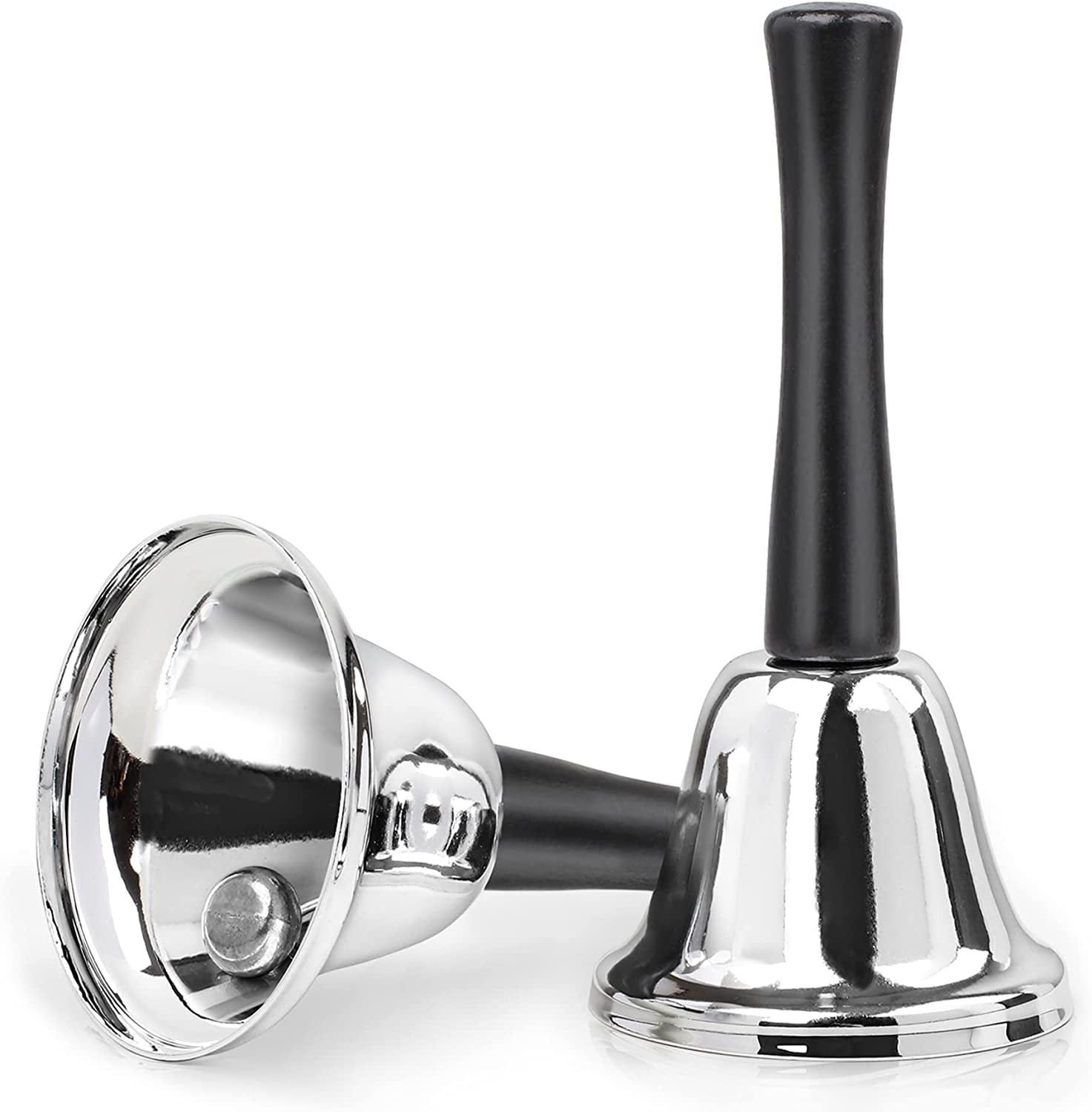 2 Pack Hand Bell, Silver Steel Bell, Ringing Bell with Handle, Dinner ...