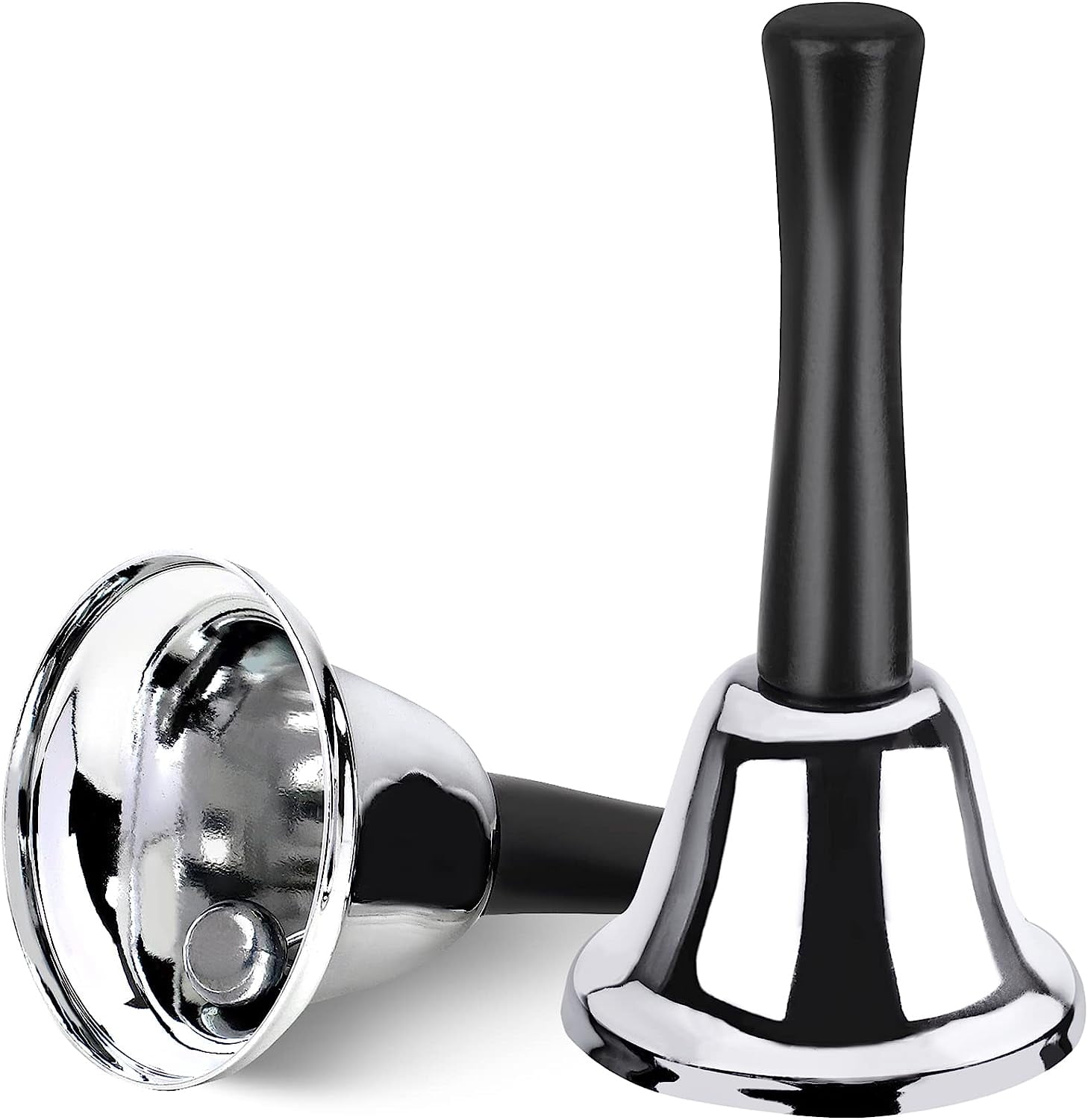 2 Pack Hand Bell, Silver Steel Ringing Bell with Handle, Dinner Bells ...