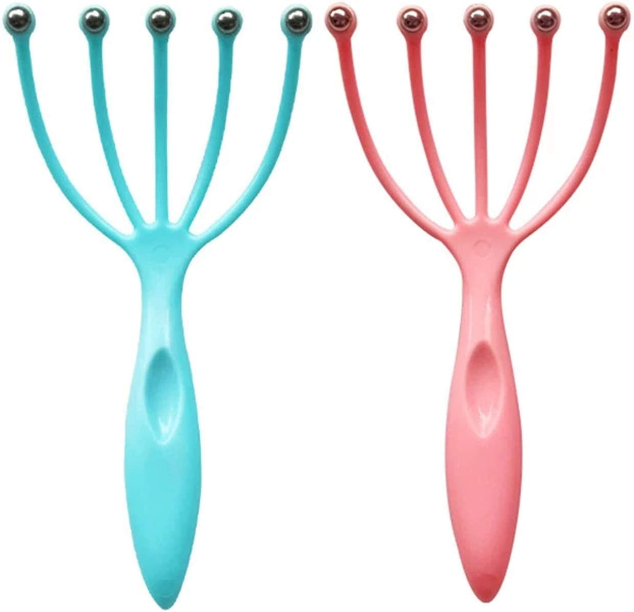 2 Pack Hand Held Scalp Massager Five Finger Ball Roller Comb Head SPA ...