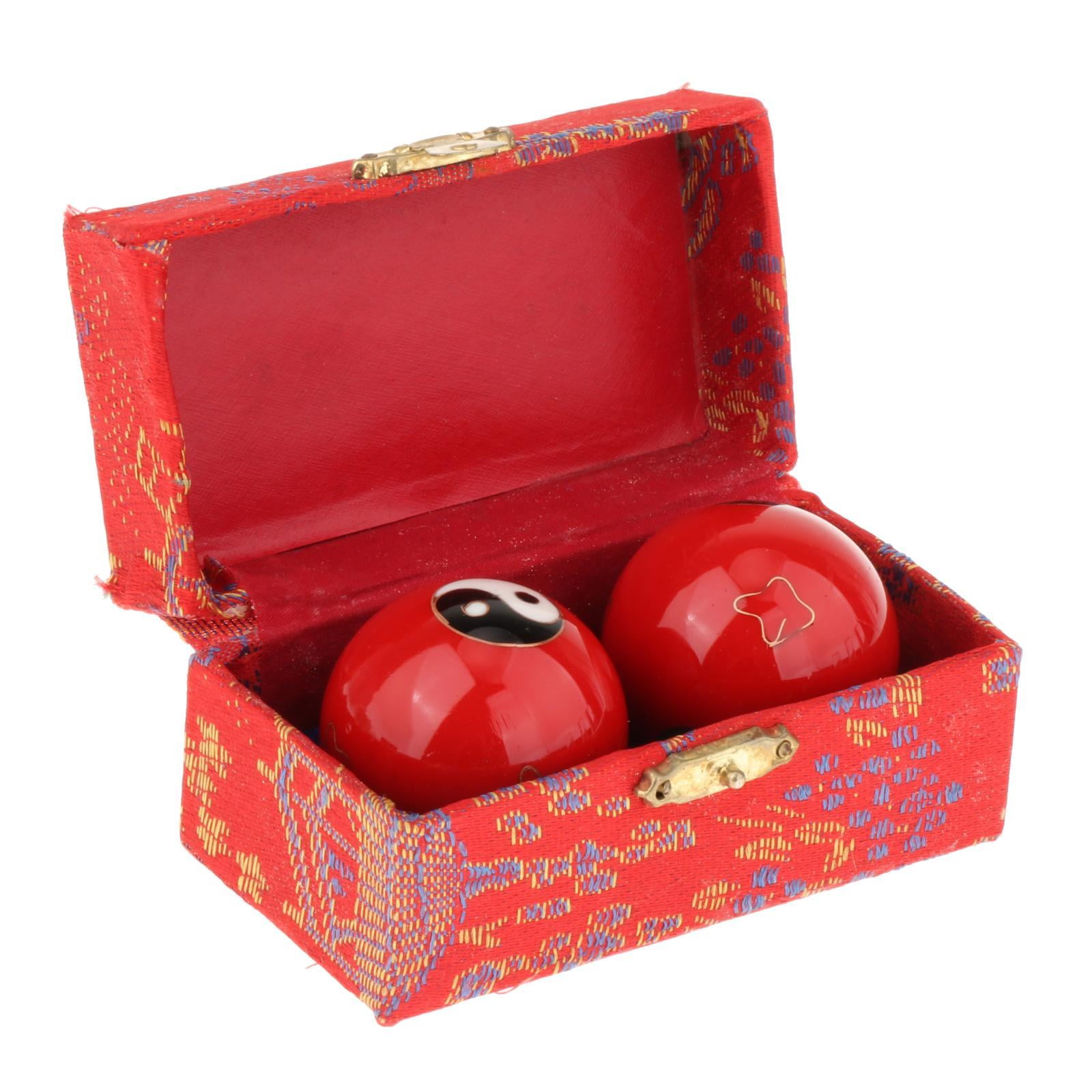 2 Pack Hand Massage Balls Chinese Health Balls with Storage Box Fitness ...