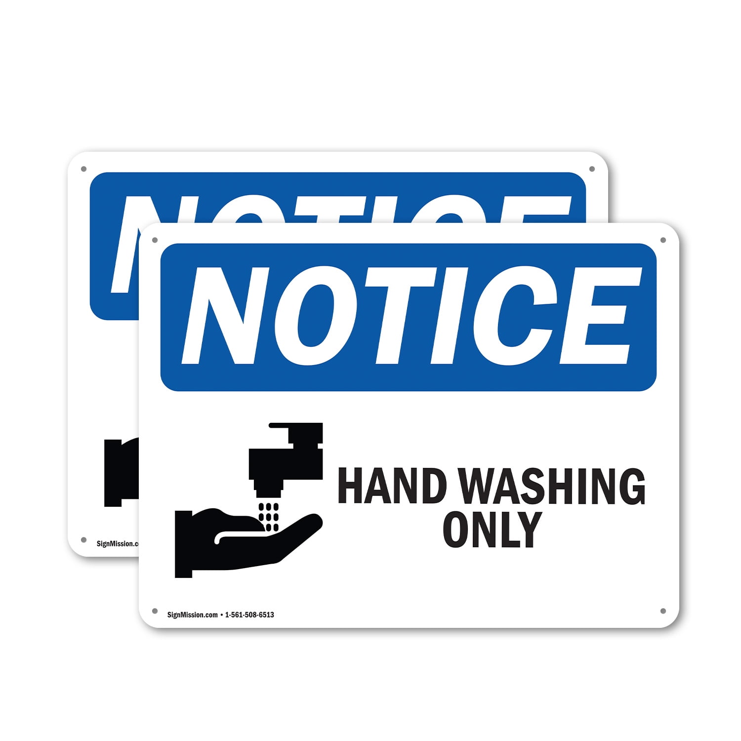 (2 Pack) Hand Washing Only OSHA Notice Sign 14 Inch X 10 Inch Indoor ...