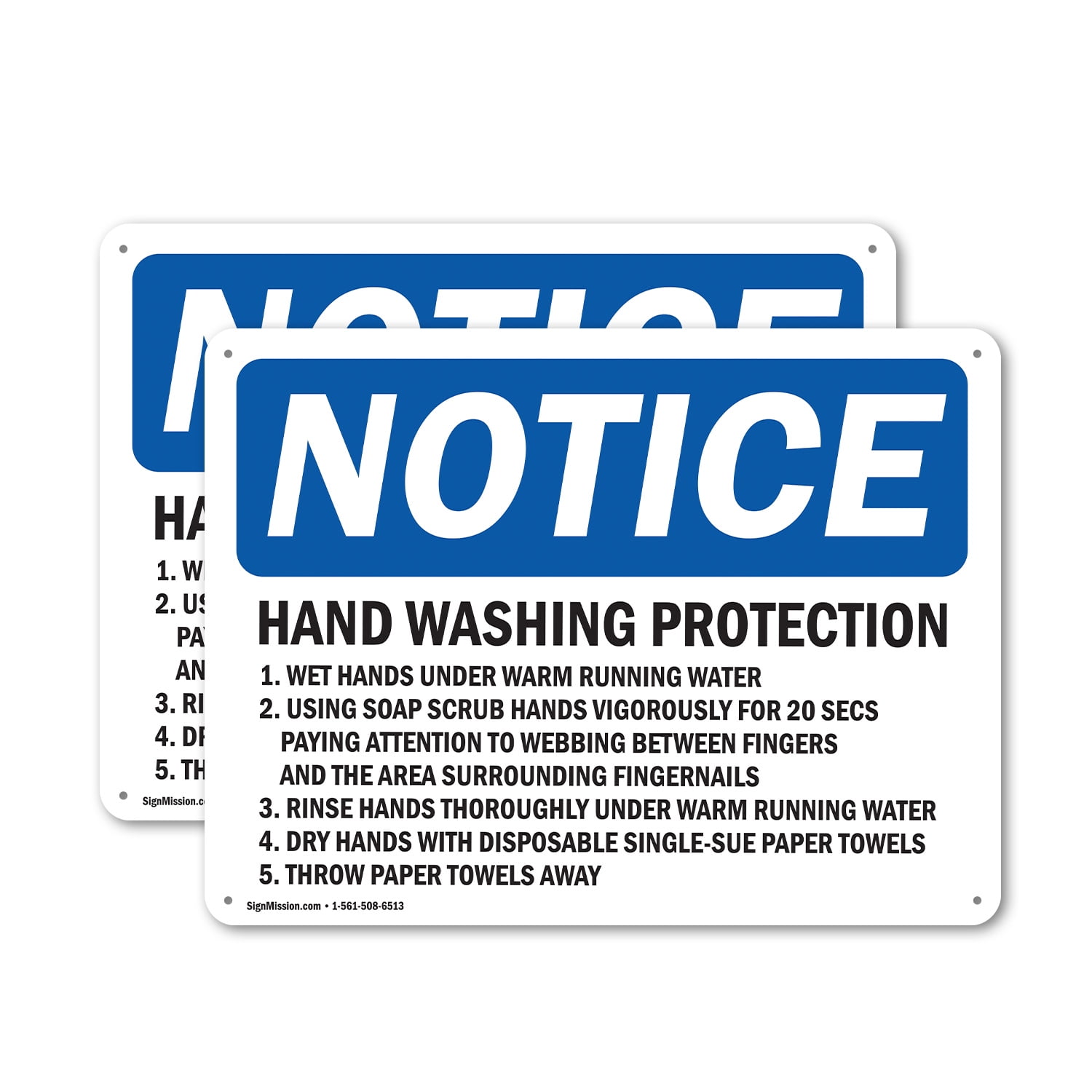 (2 Pack) Hand Washing Protection 1. Wet Hands Under OSHA Notice Sign 14 ...
