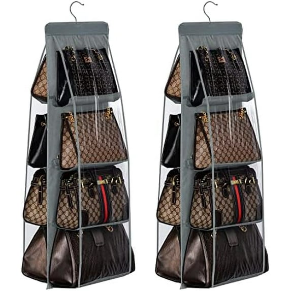 2-Pack Handbag Hanging Purse Organizer for Closet, 8 Pocket Handbag ...