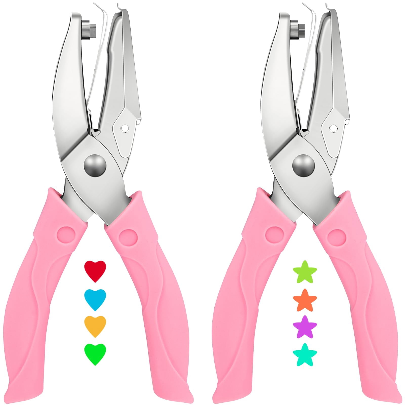 2 Pack Handheld Hole ESF27 Paper Punch Kit,Single Hole Punch, Heart and ...