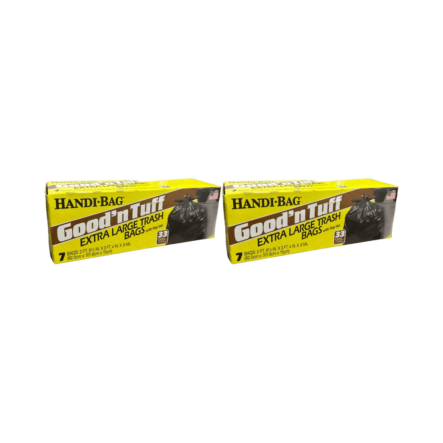 2 Pack Handi-Bag Good'n Tuff Extra Large Trash Bags with Flap Ties, 33 ...