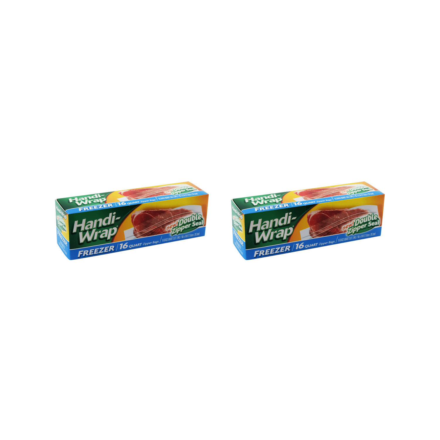 2 Pack Handi-Wrap Freezer Bags with Double Zipper Seal, Quart Size ...