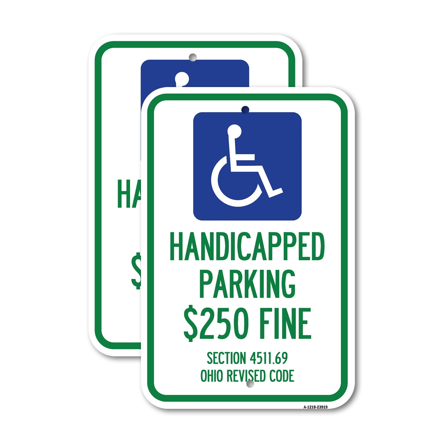(2 Pack) Handicapped Parking $250 Fine Section 4511.69 Ohio Revised ...