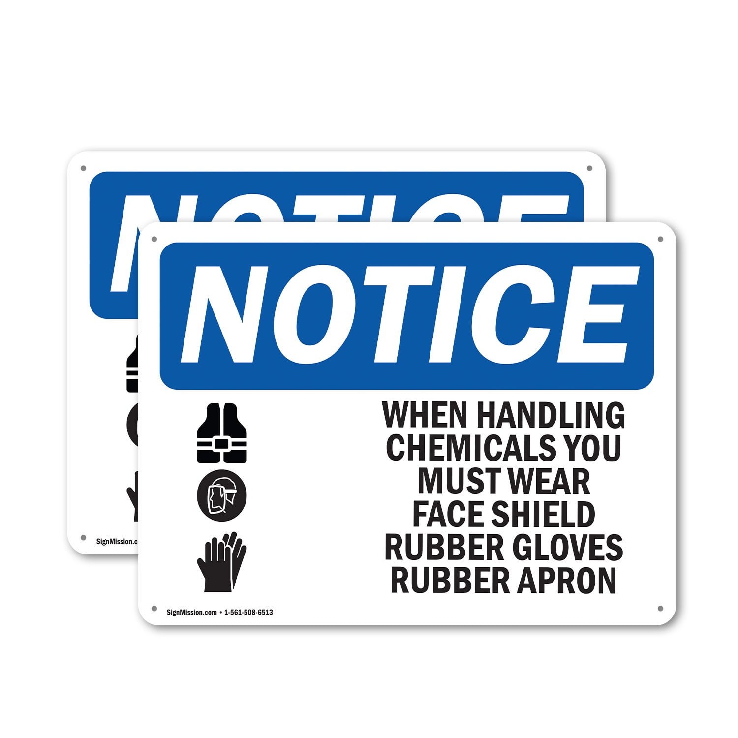 (2 Pack) Handling Chemicals Wear PPE OSHA Notice Sign 24 Inch X 18 Inch ...