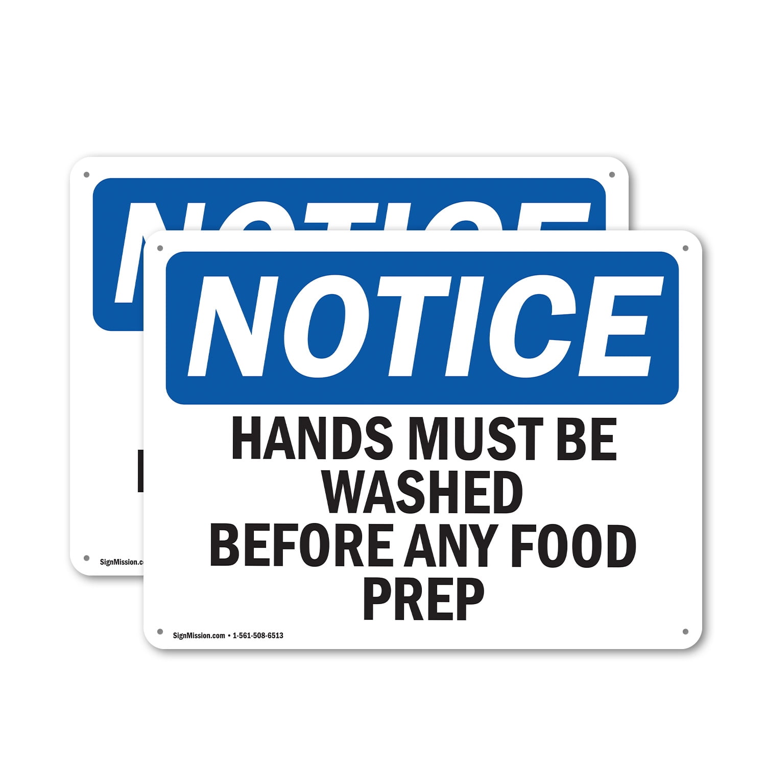 (2 Pack) Hands Must Be Washed Before Any Food Prep OSHA Notice Sign 10 ...