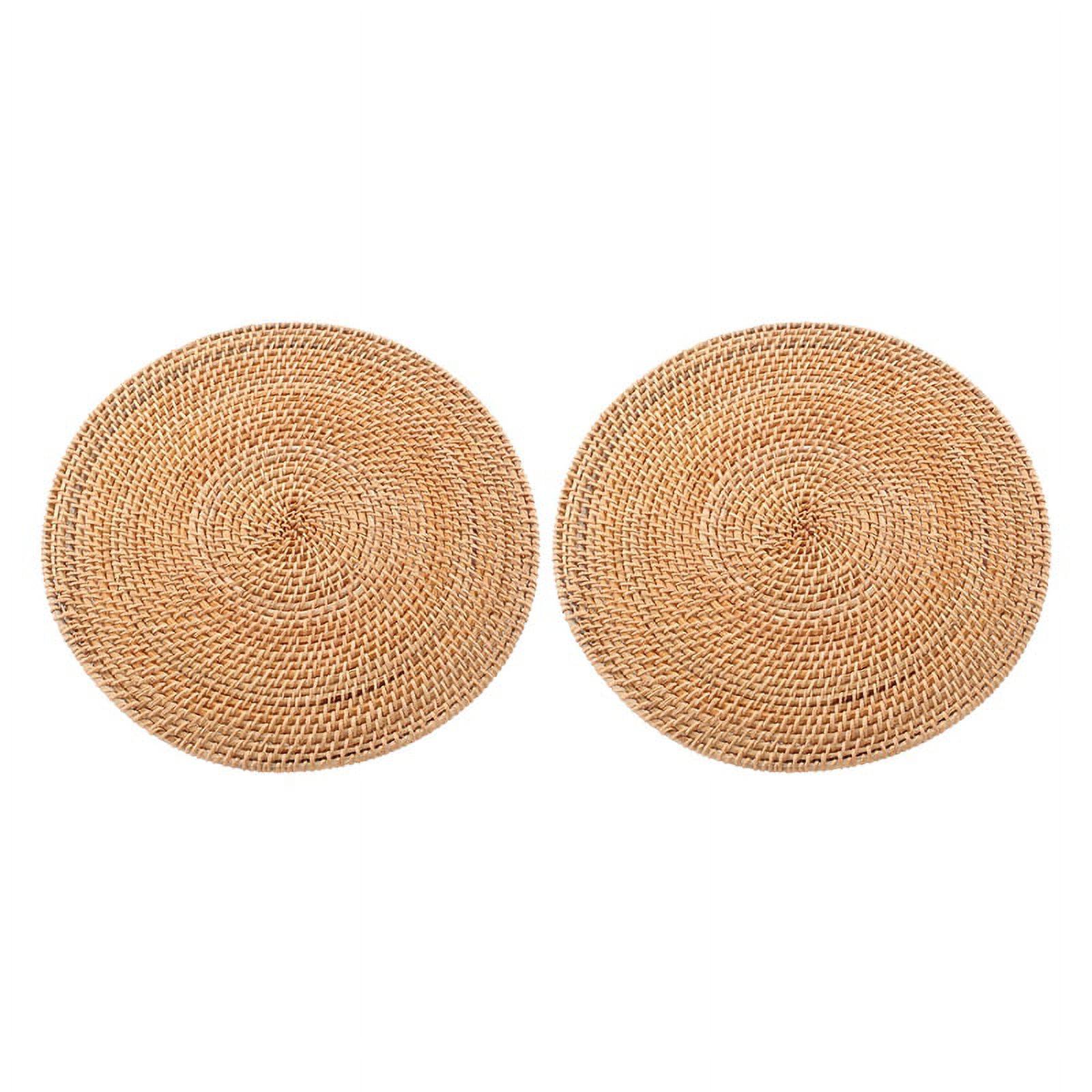 2 Pack Handwoven Rattan Placemats,Round Wicker Table Mats, Natural ...