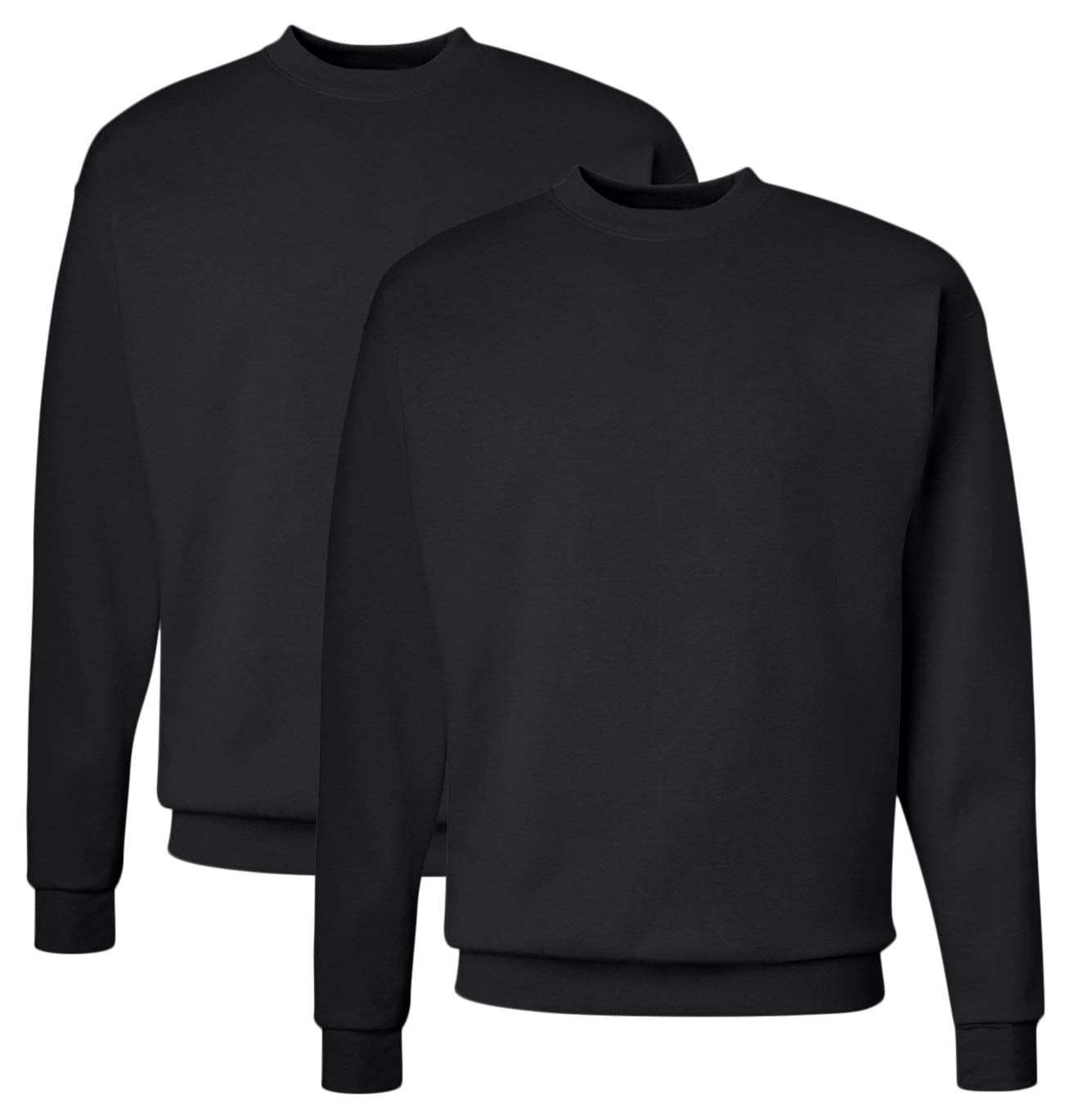 2 Pack Hanes p160 eco Crewneck Black Sweatshirt Mens - Walmart.com