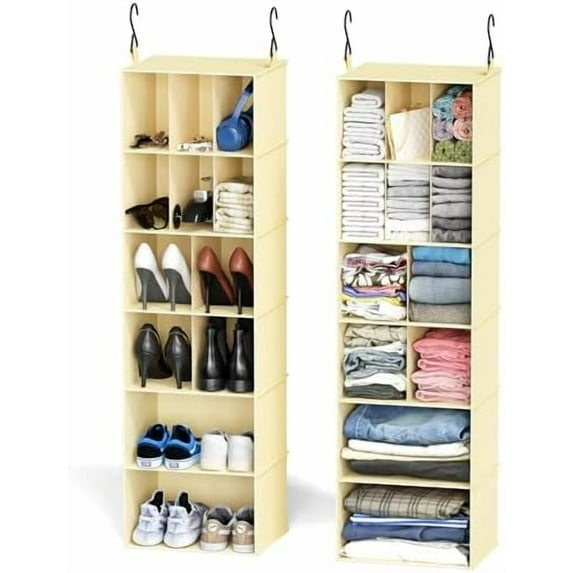 2 Pack Hanging Closet Organizer and Storage with Dividers, 24 ...
