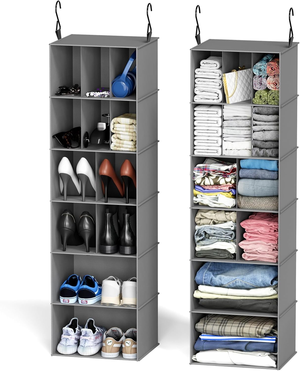 2 Pack Hanging Closet Organizer and Storage with Dividers, 24 ...