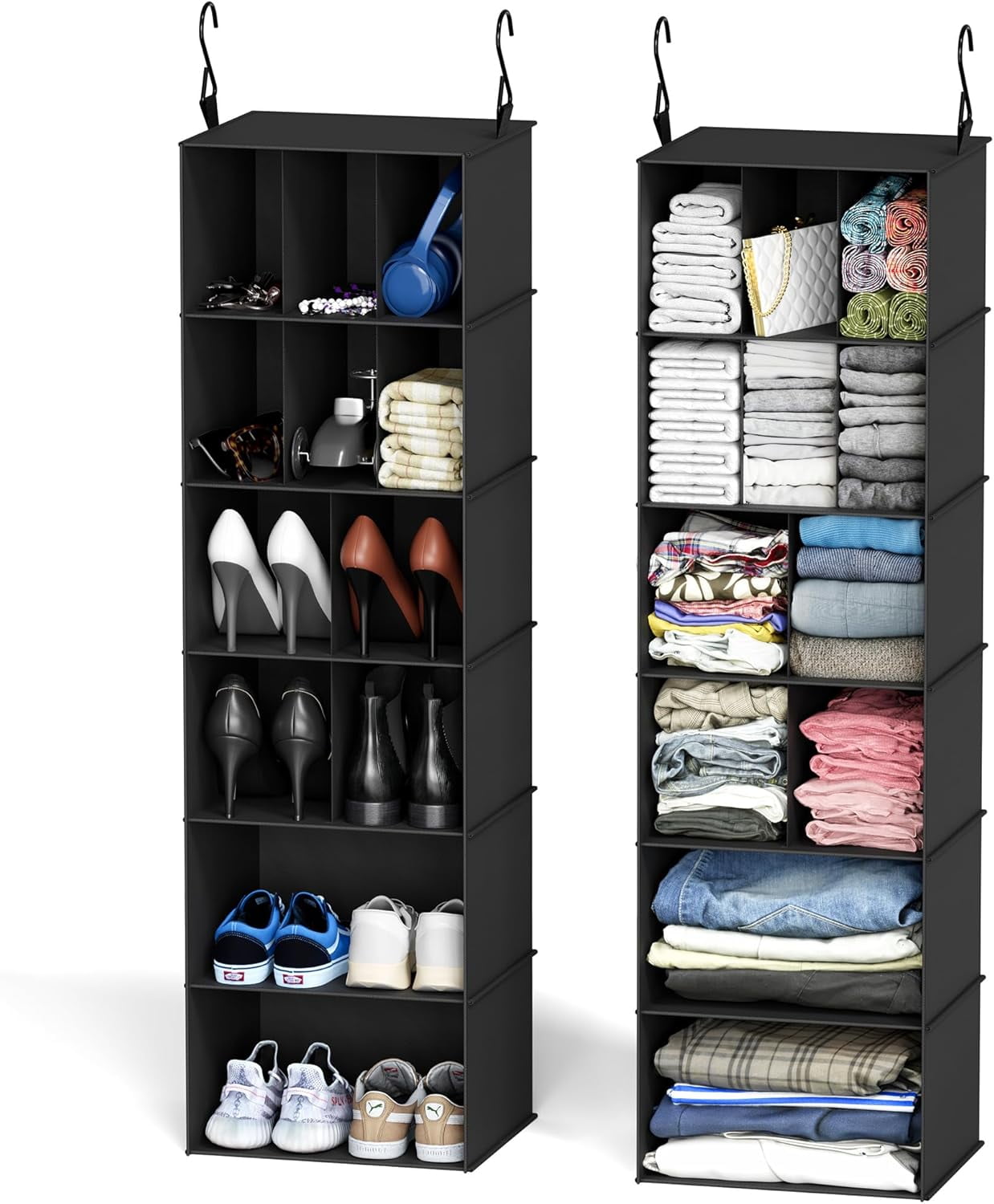 2 Pack Hanging Closet Organizer and Storage with Dividers, 24 ...