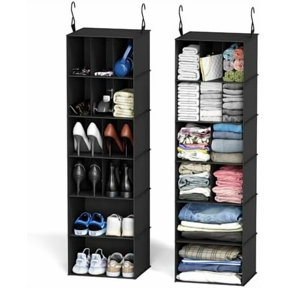 2 Pack Hanging Closet Organizer and Storage with Dividers, 24 ...