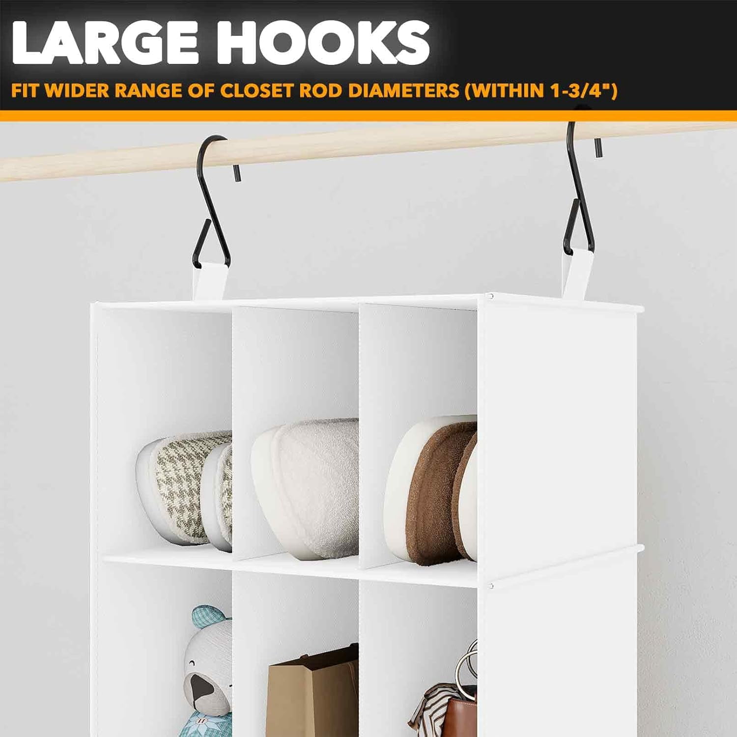 2 Pack Hanging Closet Organizer and Storage with Dividers 24 ...