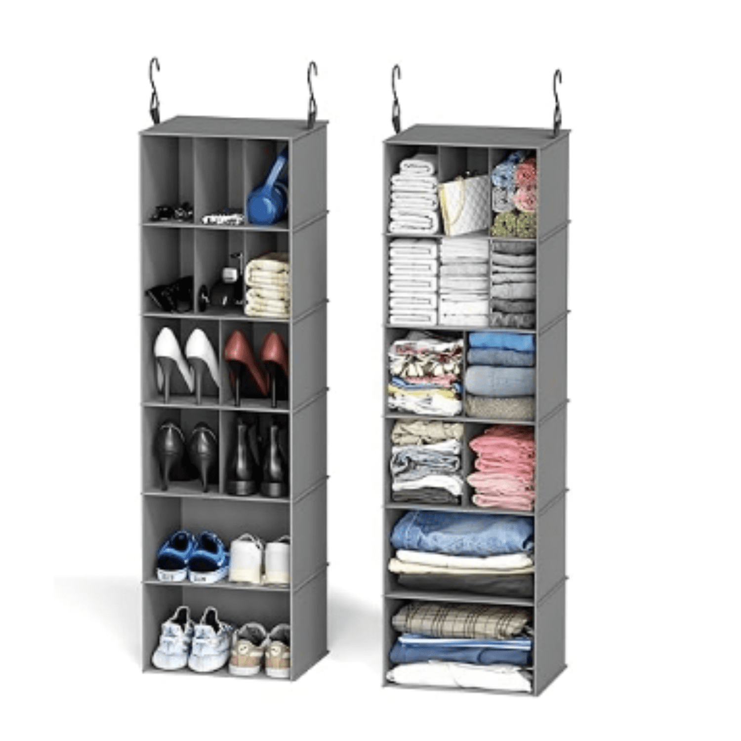 2 Pack Hanging Closet Organizer and Storage with Dividers, 24 ...