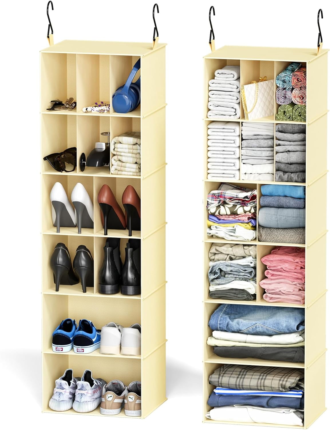 2 Pack Hanging Closet Organizer and Storage with Dividers, 24 ...
