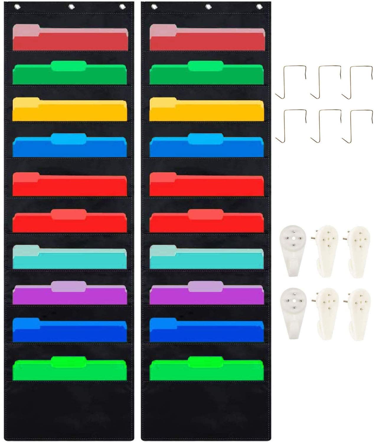 2 Pack Hanging File Holder Organizer Rack, 10 Pocket File Folder, Wall ...
