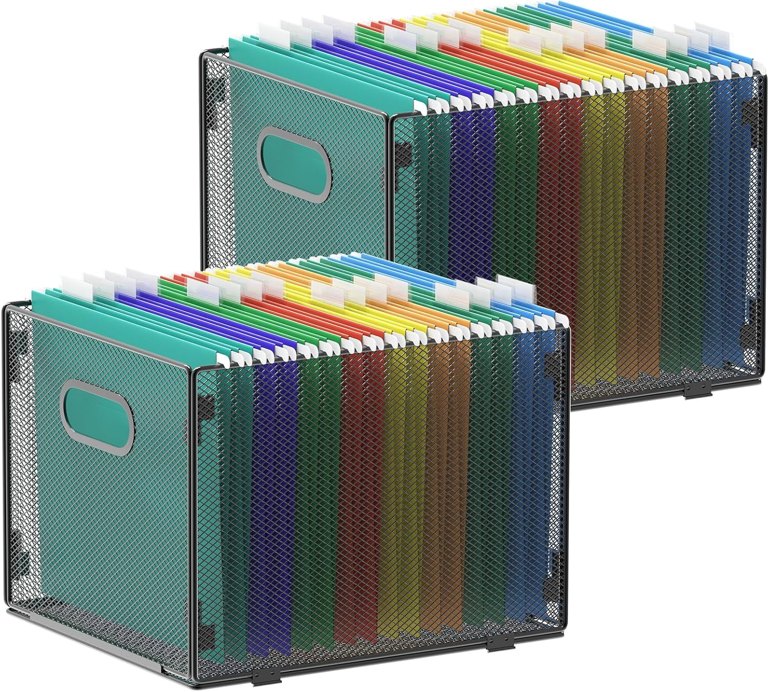 2 Pack Hanging File Organizer, Grid File Folder Box File Cabinet ...