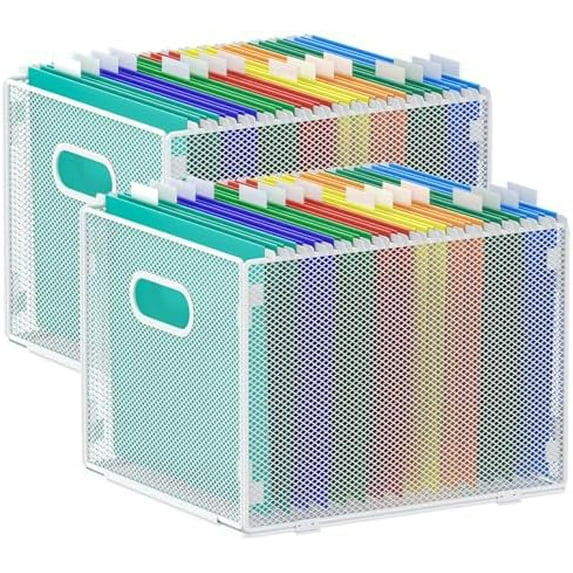 2 Pack Hanging File Organizer, Mesh File Folder Box Filing Box Cabinet ...