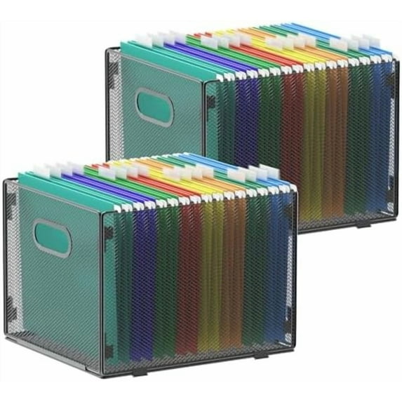 2 Pack Hanging File Organizer, Mesh File Folder Box Filing Box File ...