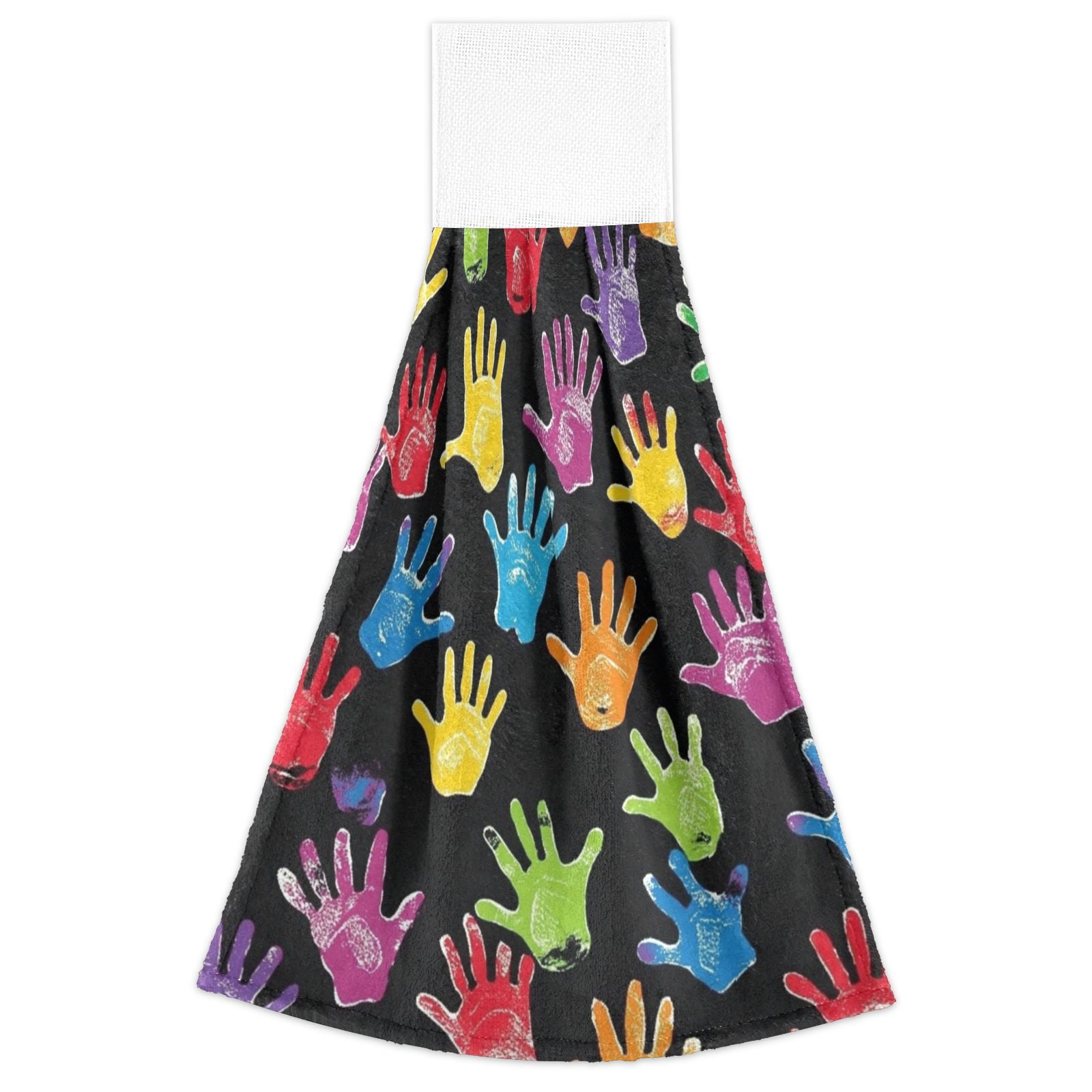 2-Pack Hanging Hand Towels with Hook & Loop Closure, Coral Fleece ...