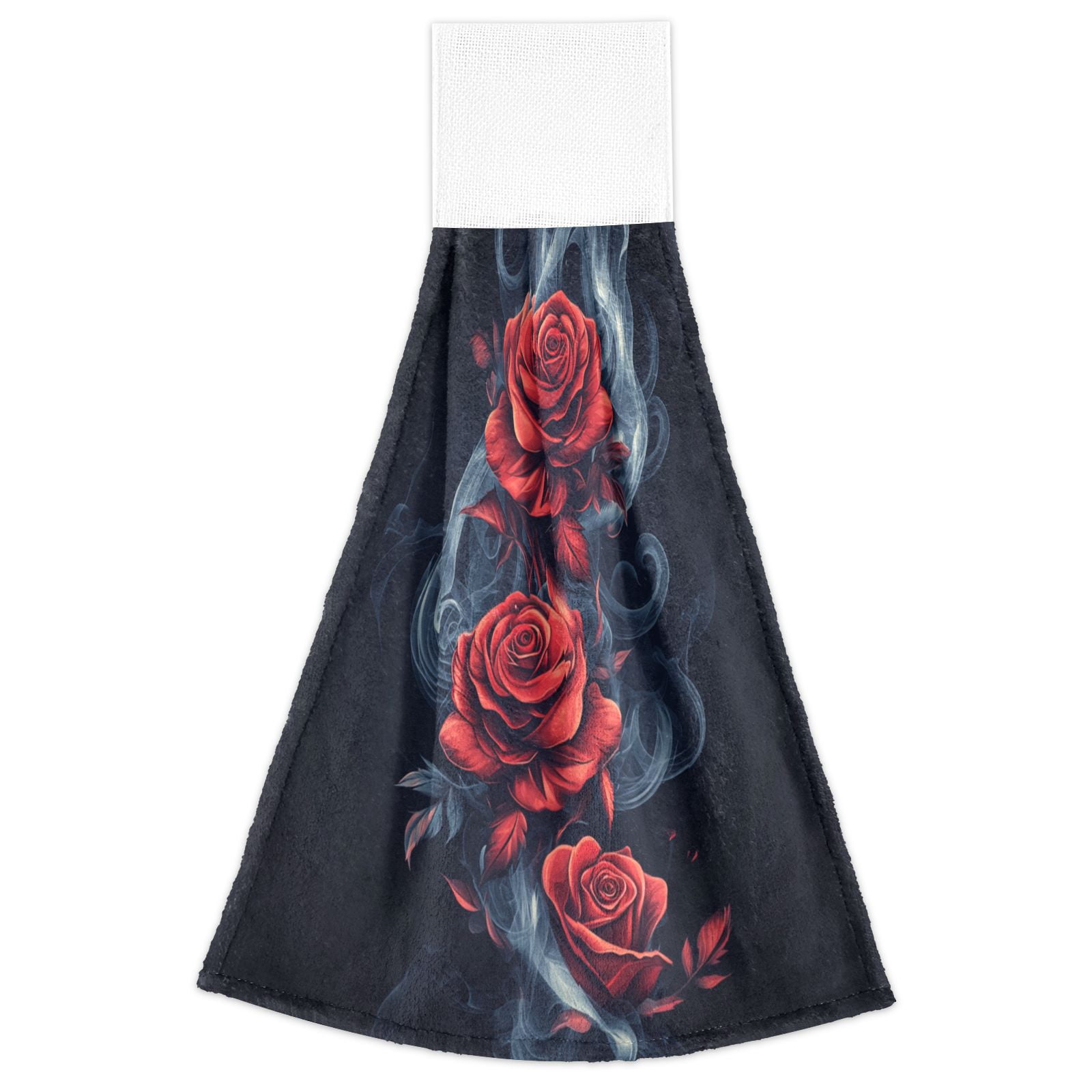 2-Pack Hanging Hand Towels with Hook & Loop Closure, Coral Fleece ...