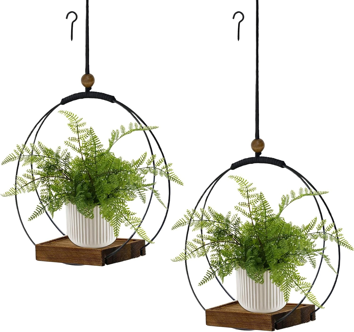 2 Pack Hanging Planter for Indoor Plants, Black Plant Hanger with ...