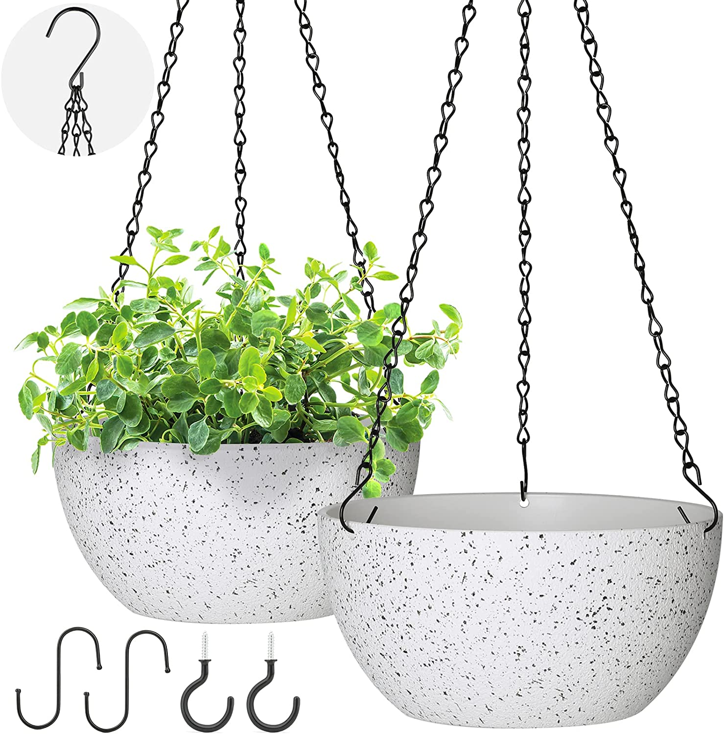 Light Green Plastic Hanging Flower Pot Chain Plant Planter Home Garden ...