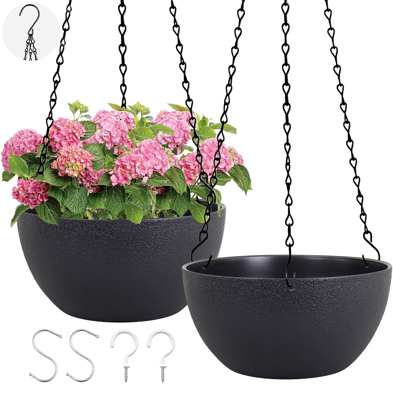 2 Pack Hanging Planters for Indoor Outdoor Plants, 9 Inch Flower Pots ...